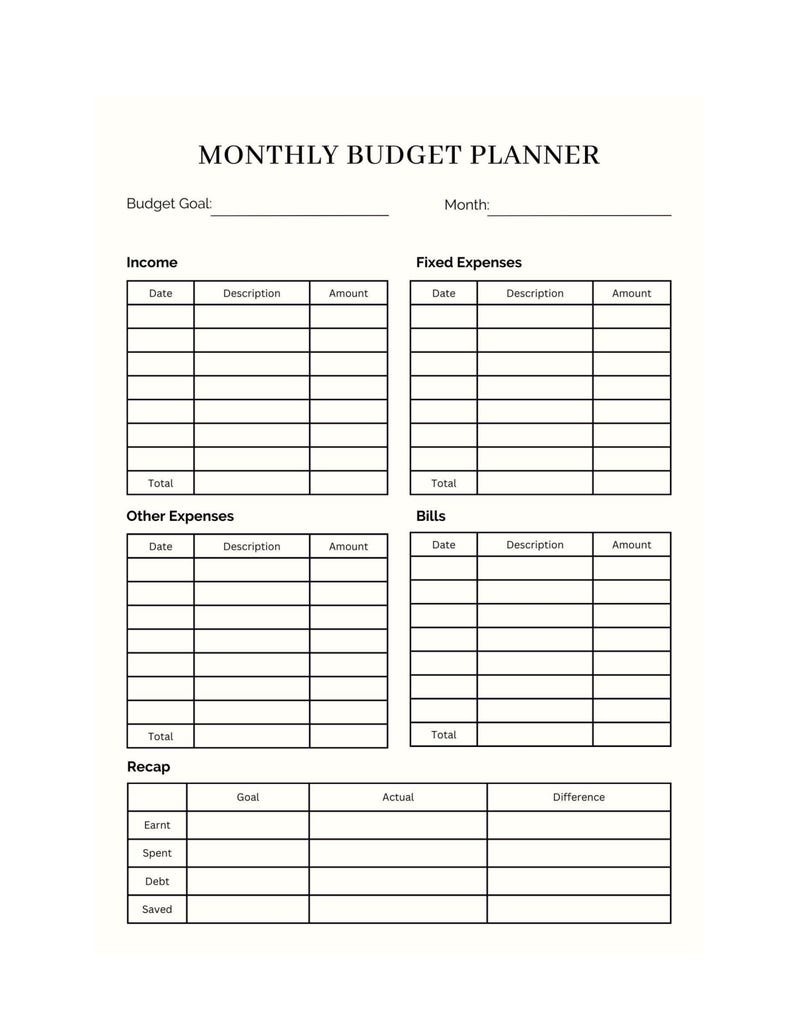 Monthly Budget Planner Printable - Etsy