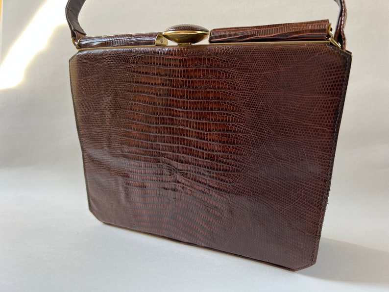 Vintage Brown Lizard Handbag - Etsy