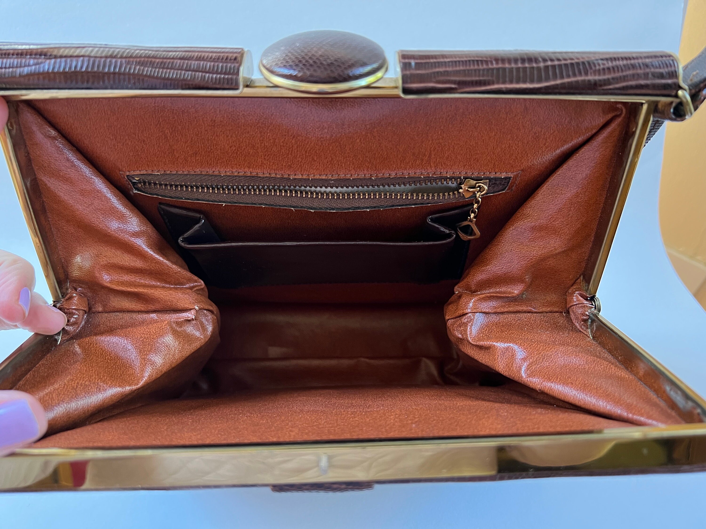 Vintage Brown Lizard Handbag - Etsy