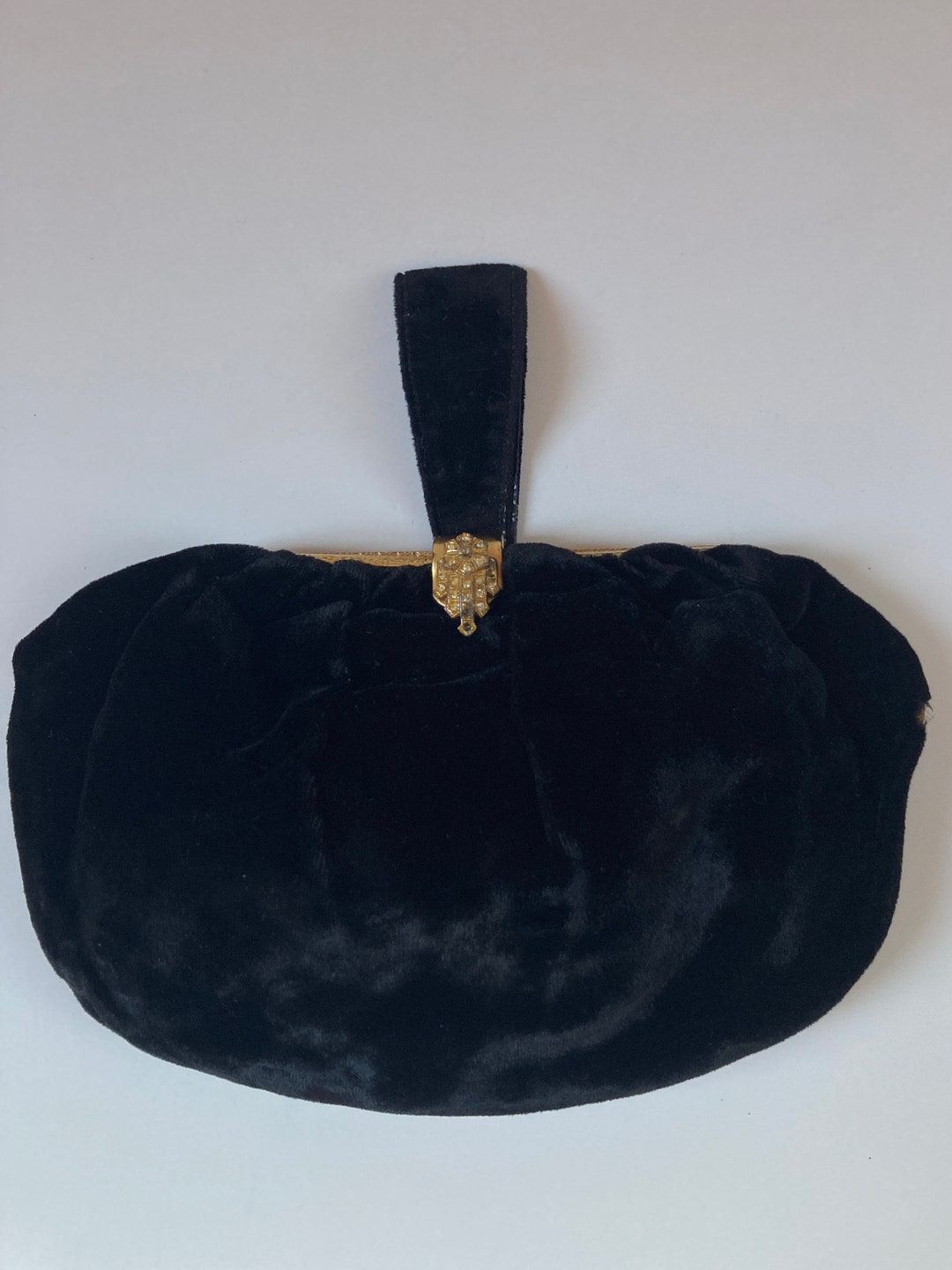 Vintage Black Velvet Evening Bag - Etsy