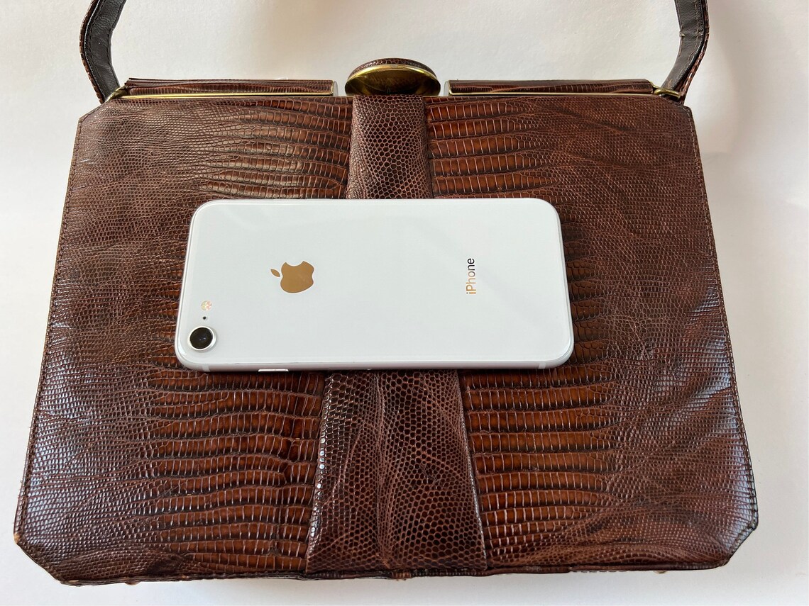 Vintage Brown Lizard Handbag - Etsy