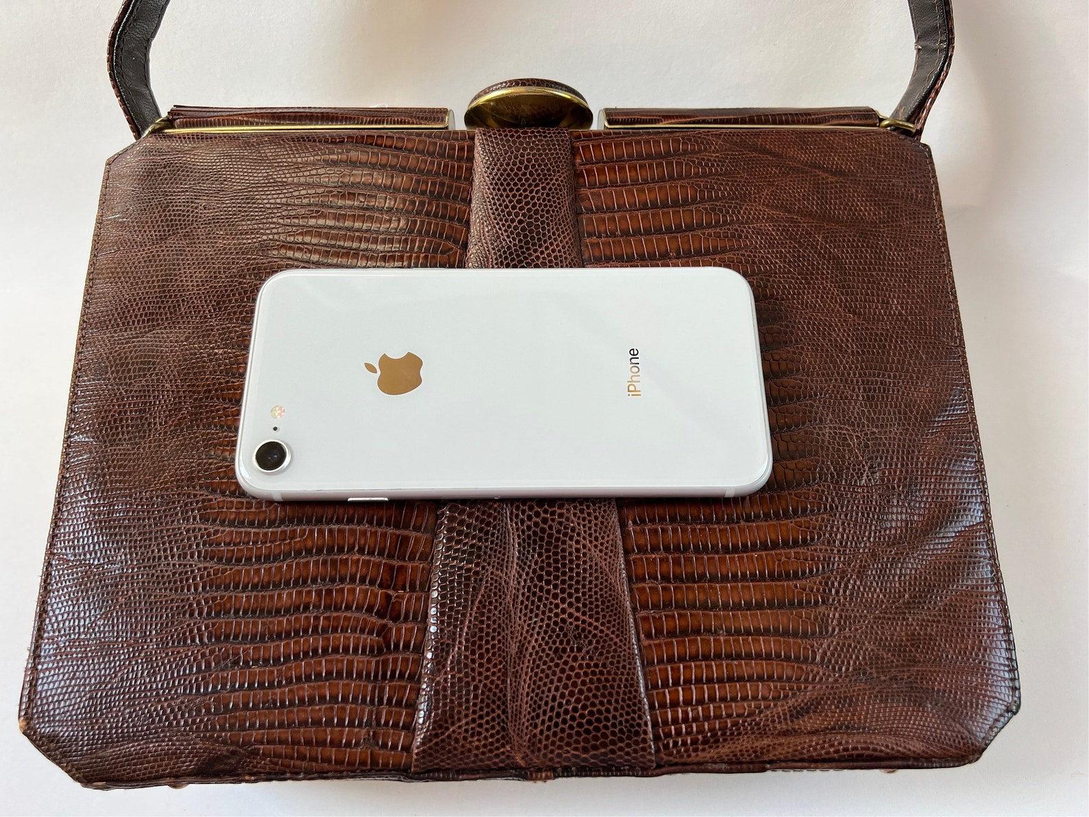 Vintage Brown Lizard Handbag - Etsy