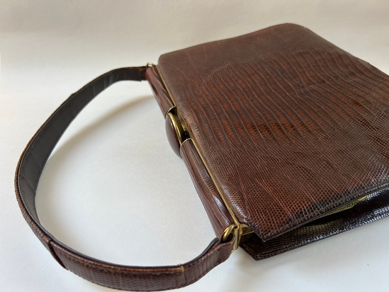 Vintage Brown Lizard Handbag - Etsy