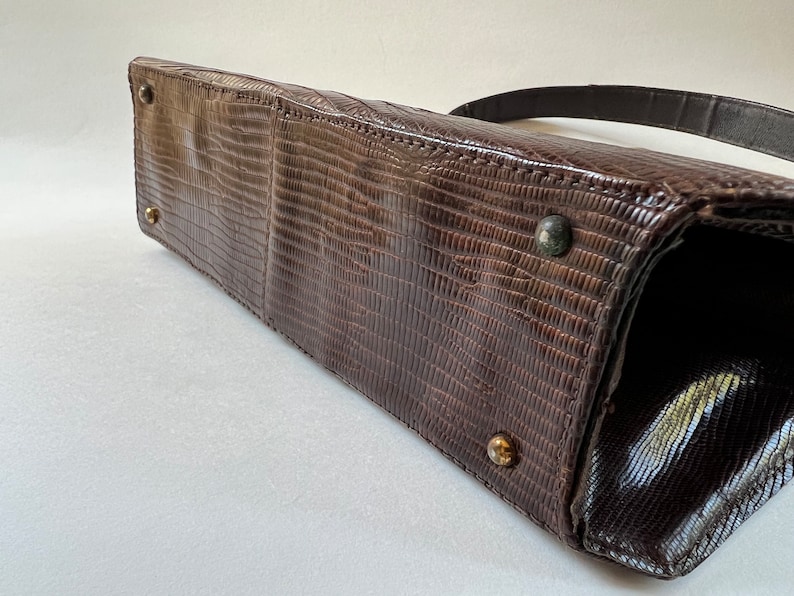 Vintage Brown Lizard Handbag - Etsy