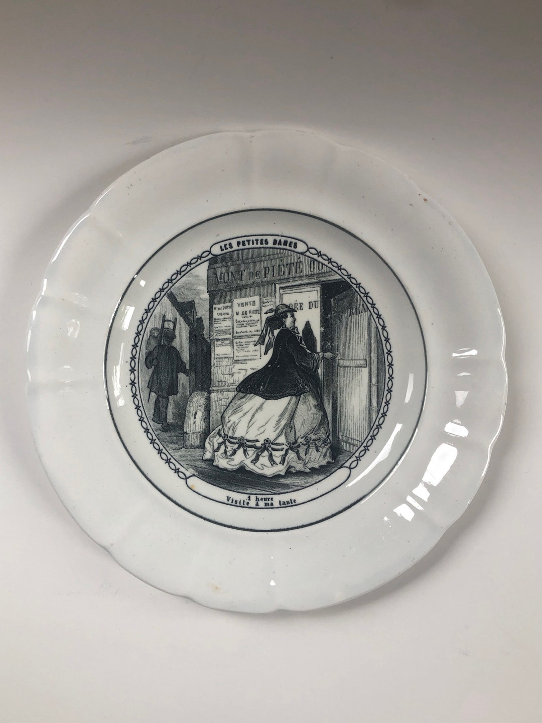 Antique French Black Transferware Plate, No. 1 - Etsy