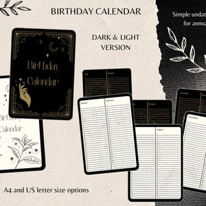 THE PLANNER BUNDLE - Undated Yearly Calendar, Birthday Calendar, Witchy ...