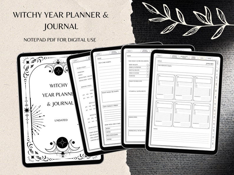 THE PLANNER BUNDLE - Undated Yearly Calendar, Birthday Calendar, Witchy ...