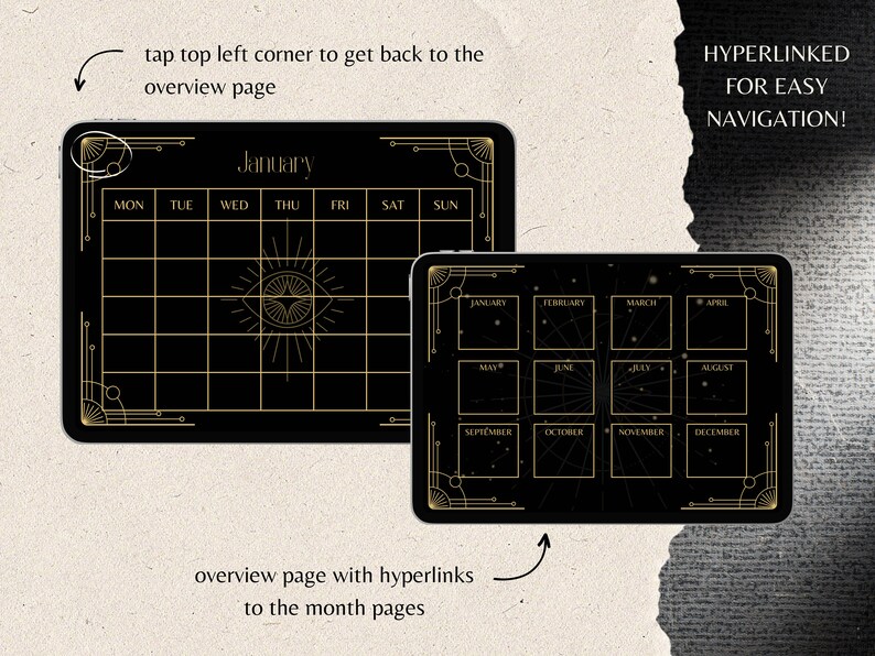 The Eternal Calendar - Dark Design - Undated Digital Year Planner ...