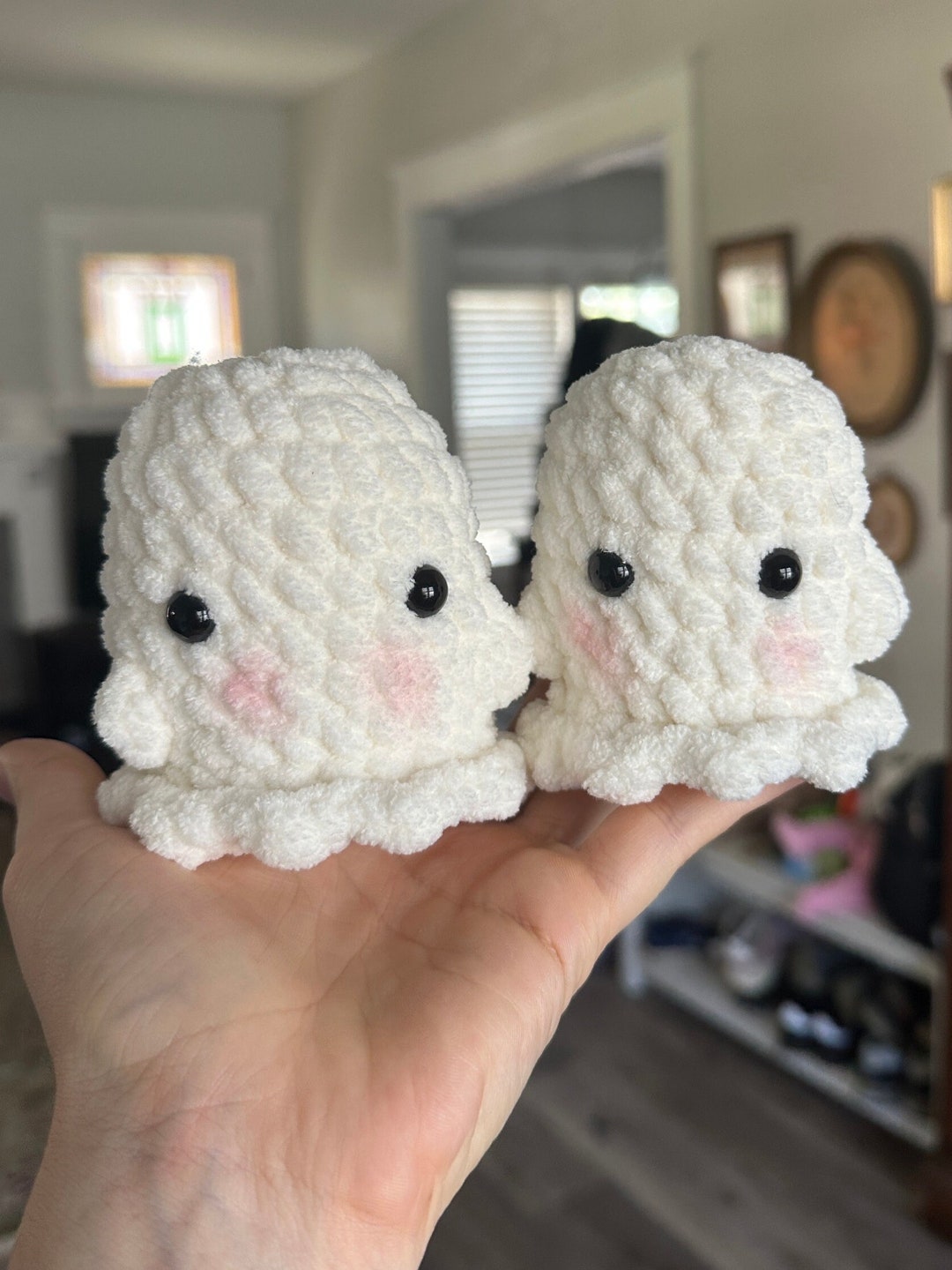 Crocheted Mini Plush Ghost, Handmade Crocheted Ghost Character ...