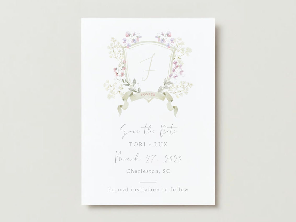 Save The Date Template, Family Crest Digital Save the Date Digital ...