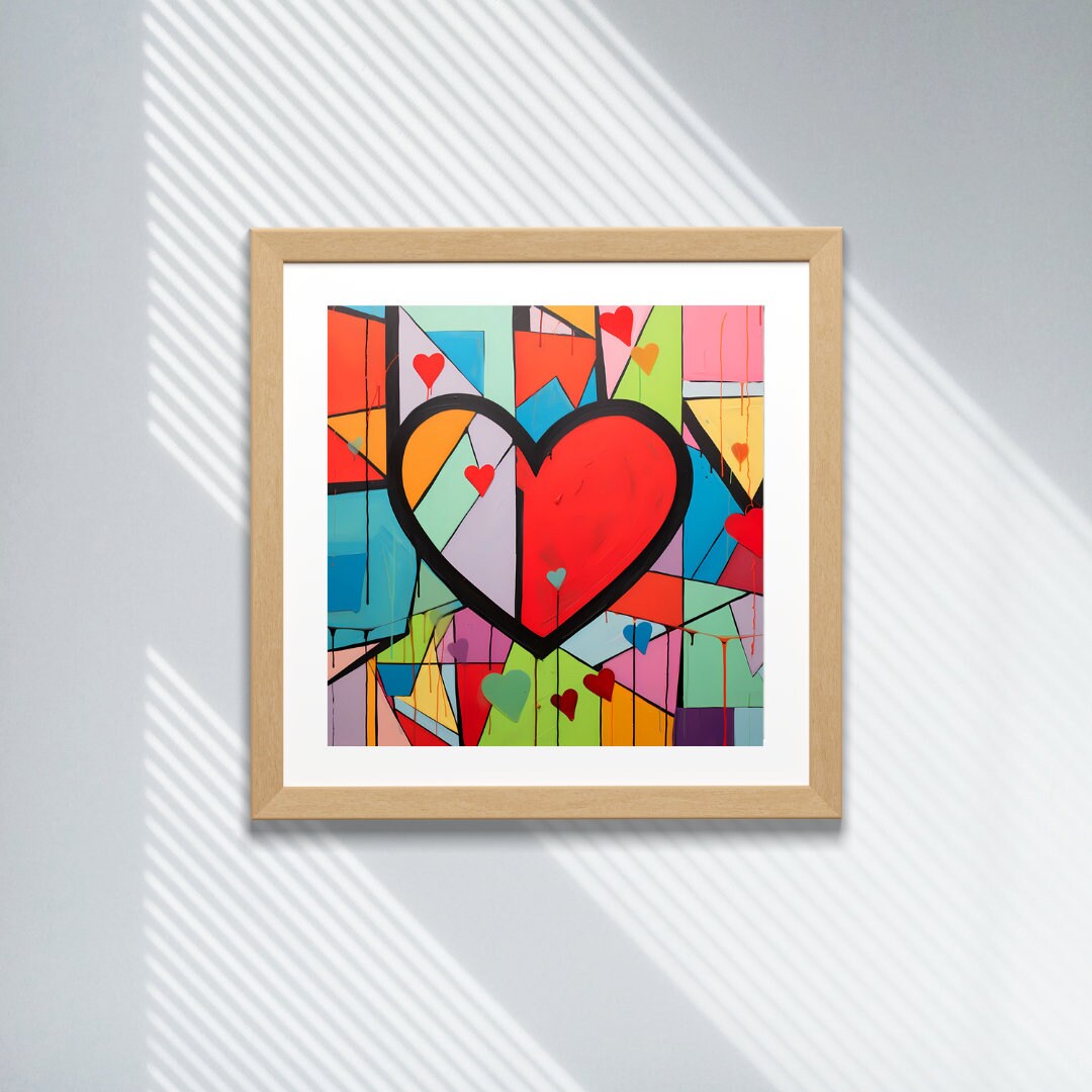 Heart Pop Art Print Heart Pop Art Heart Wall Art Heart Digital Art ...