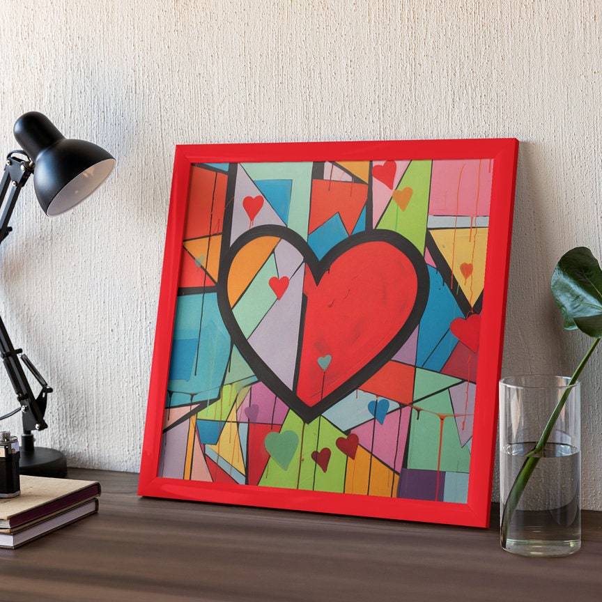 Heart Pop Art Print Heart Pop Art Heart Wall Art Heart Digital Art ...