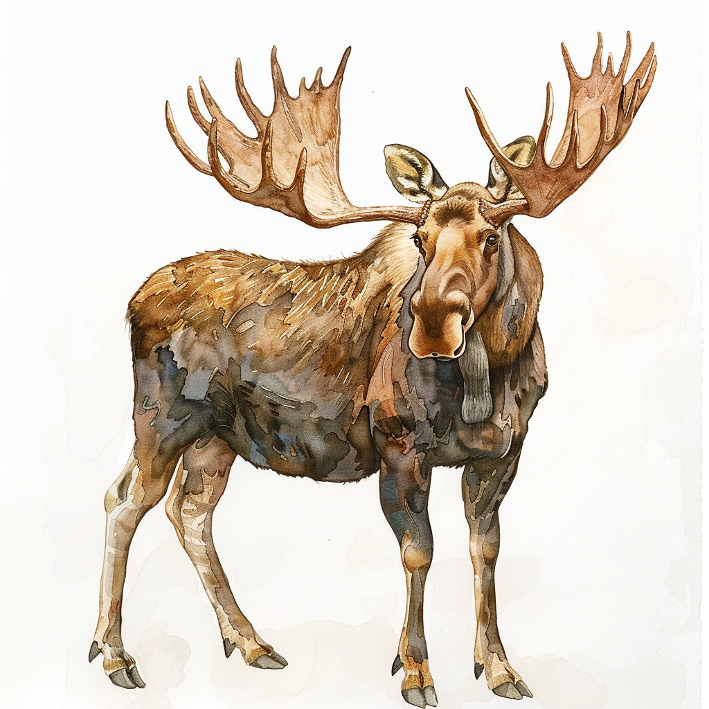 Watercolor Moose Bundle - 4 High Quality .pngs - Transparent ...