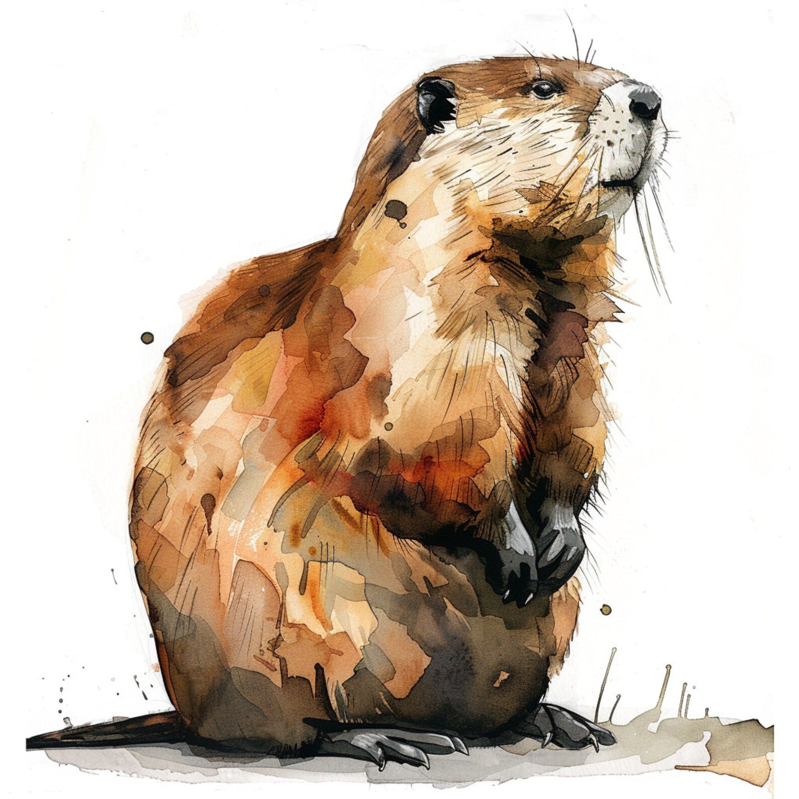 Watercolor Beaver Bundle - 4 High Quality .pngs - Transparent ...