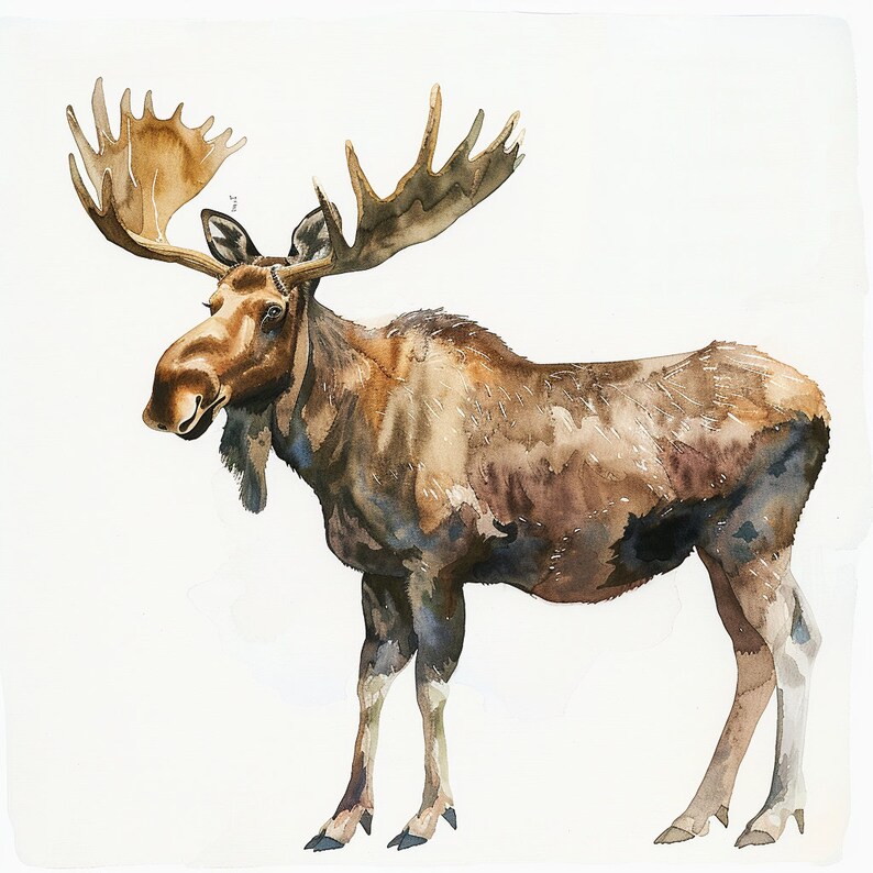 Watercolor Moose Bundle - 4 High Quality .pngs - Transparent ...