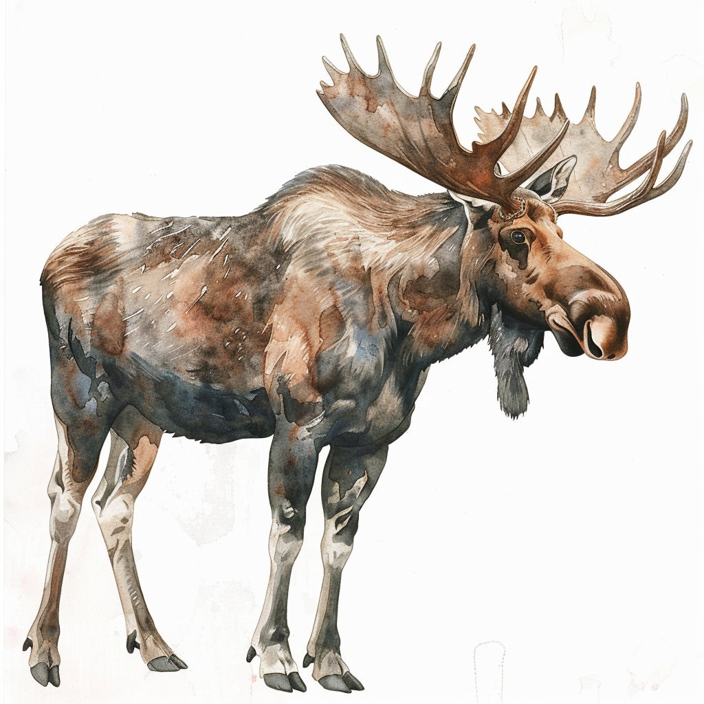 Watercolor Moose Bundle - 4 High Quality .pngs - Transparent ...