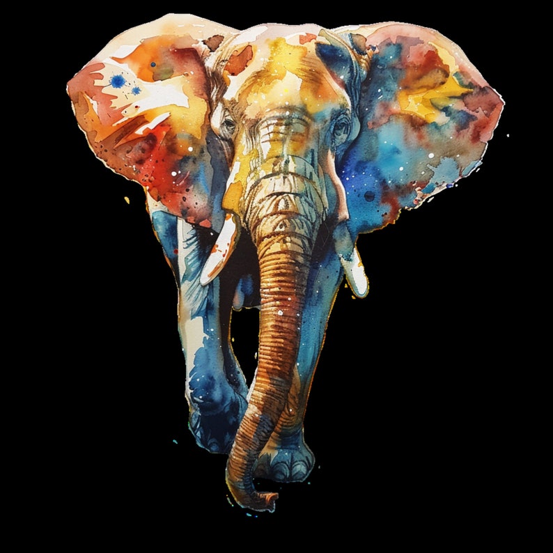 Watercolor Elephant Bundle - 4 High Quality .pngs - Transparent ...