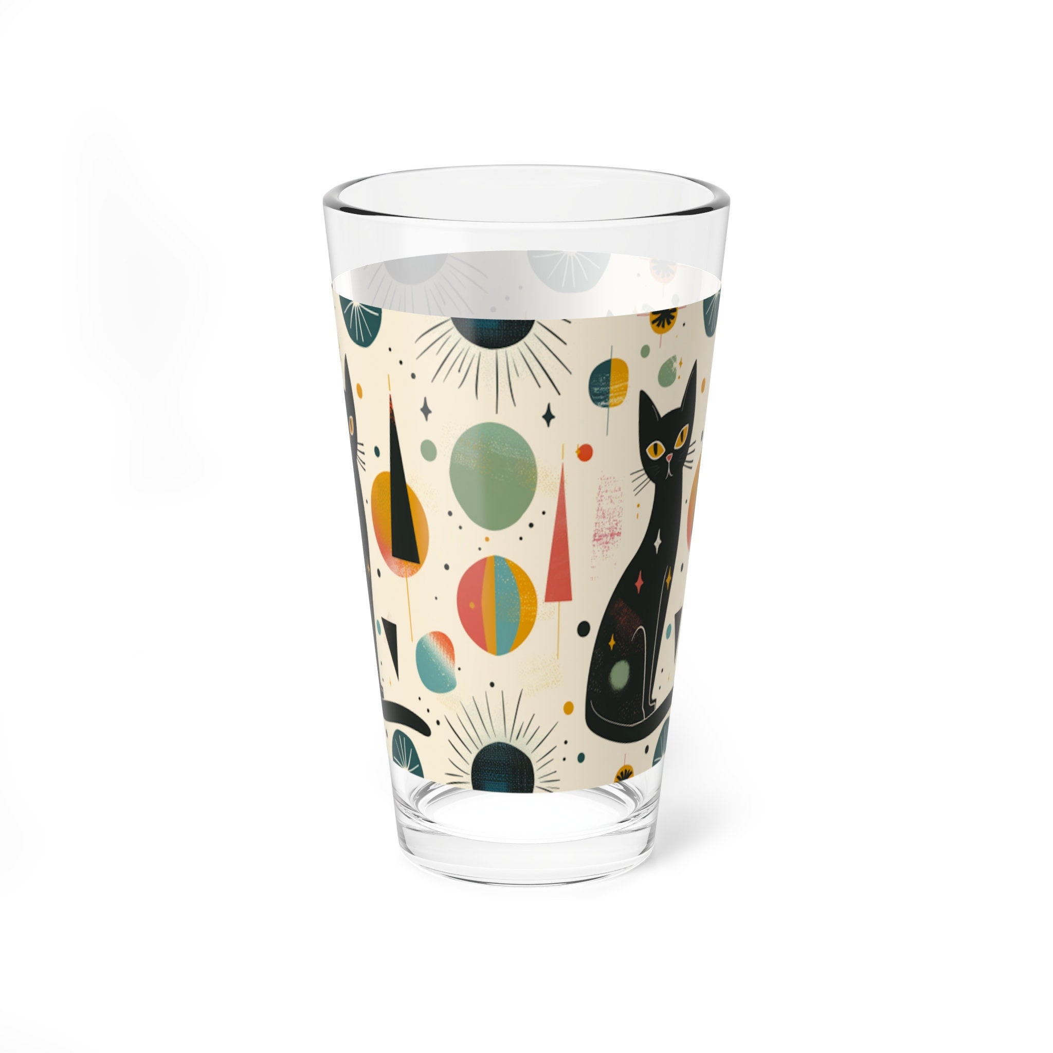 MCM Atomic Black Cat, Mid Century Modern, Retro Drinking/mixing Glass ...