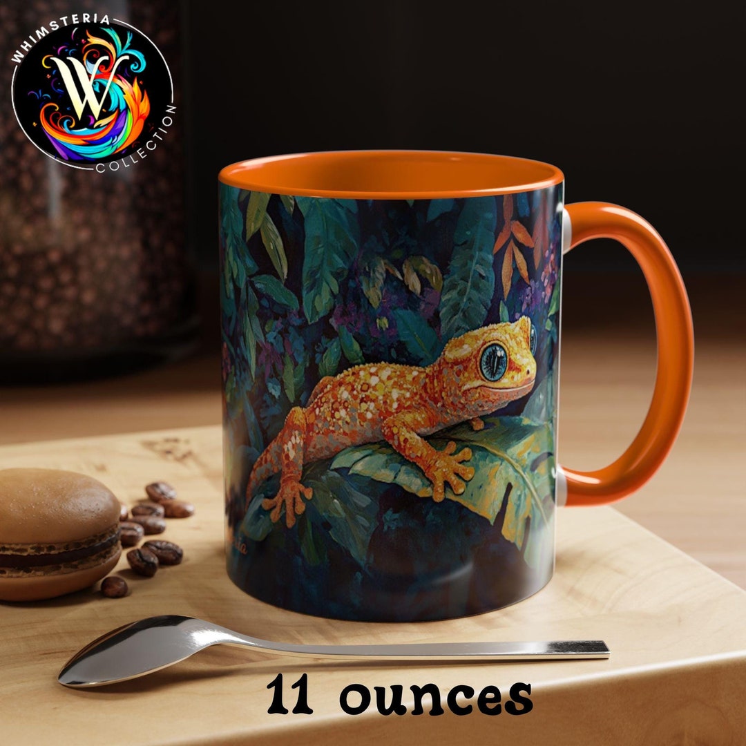Mug, Cute Gecko Coffee Cup, Reptile Lover Gift, Tropical Forrest Gecko ...