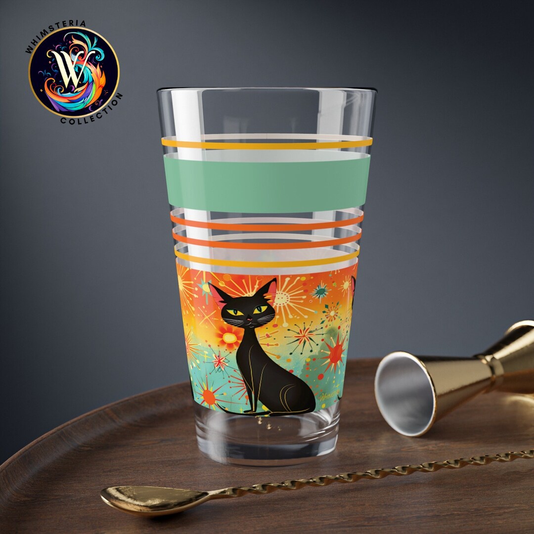 MCM Mid Century Mixing Glass 16oz, Atomic Cat Kitchen Decor, Cute ...