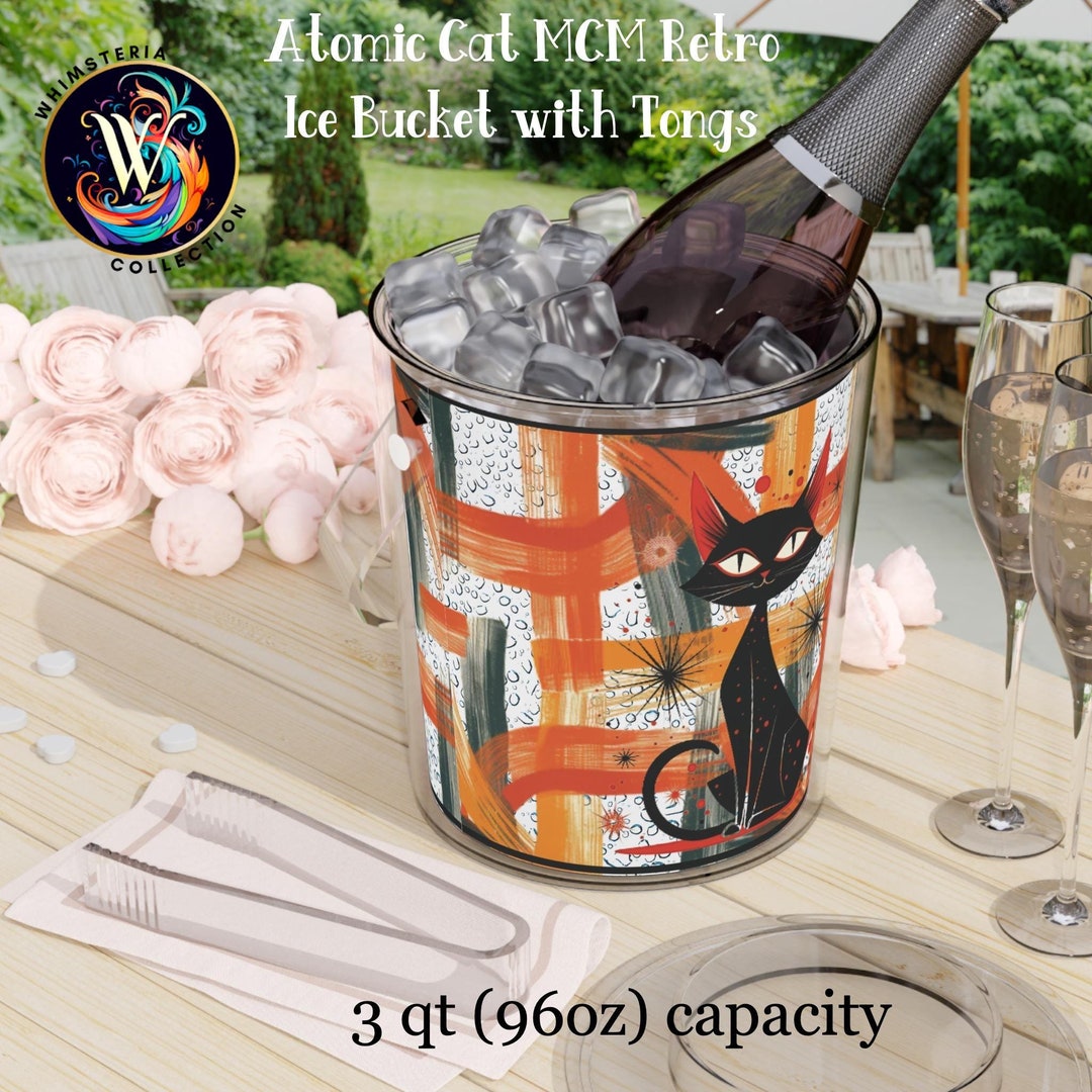 Atomic Cat Ice Bucket: Mid-century Modern Barware With Tongs - Etsy