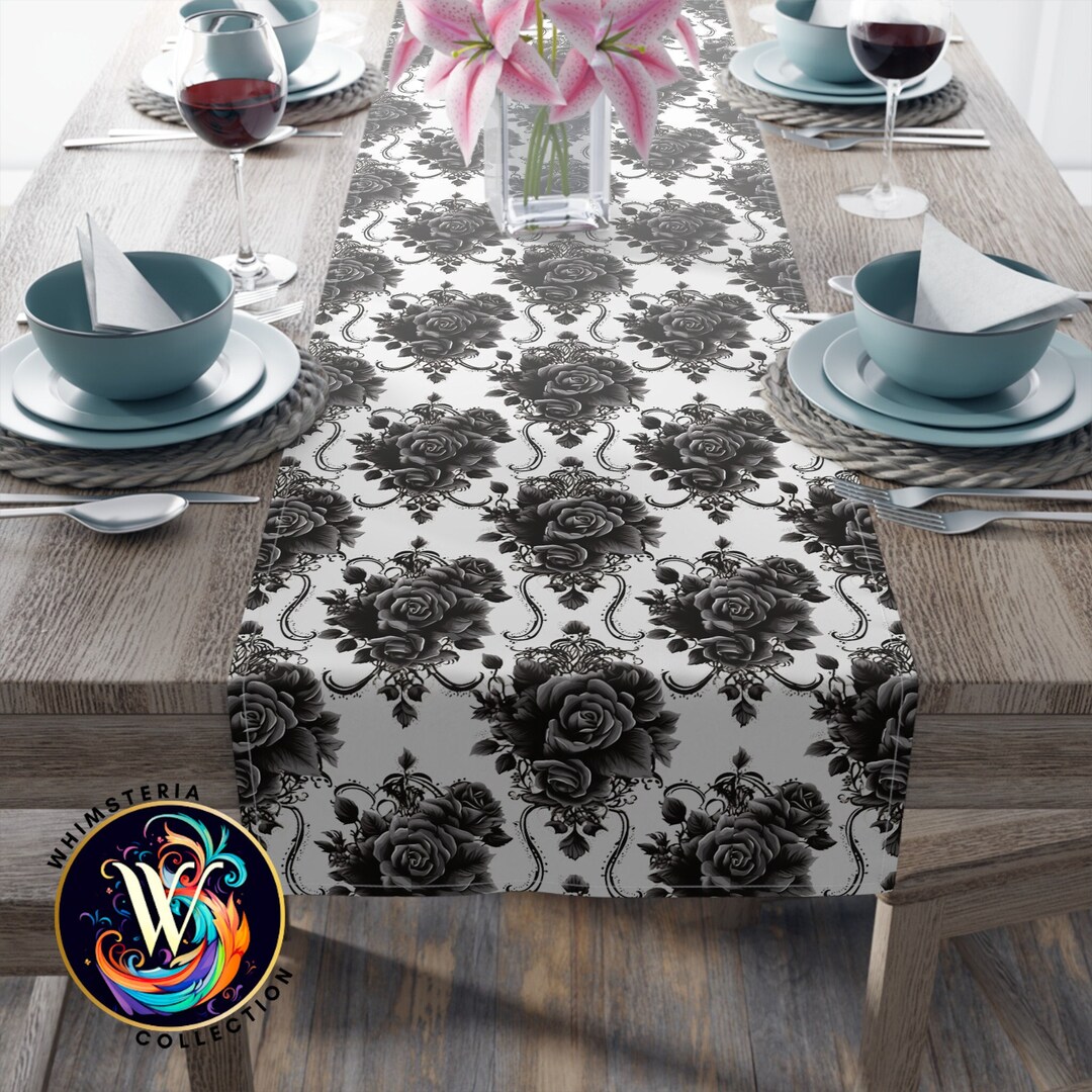 Gothic Victorian Black Rose Table Runner, Goth Kitchen Decor,cute Goth ...