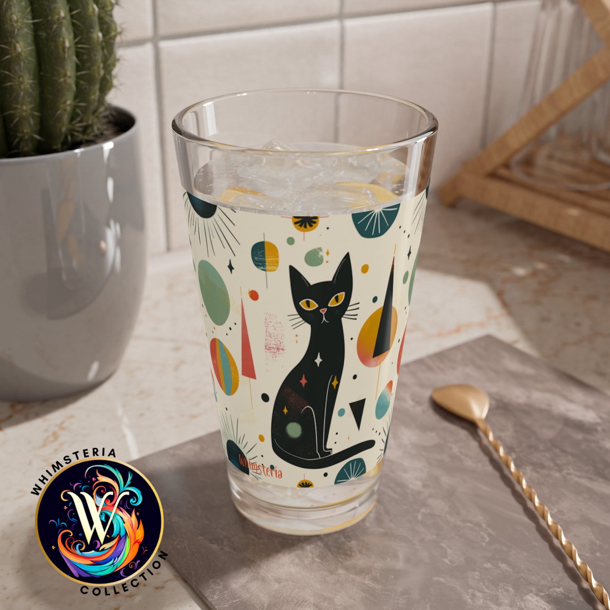 MCM Atomic Black Cat, Mid Century Modern, Retro Drinking/mixing Glass ...