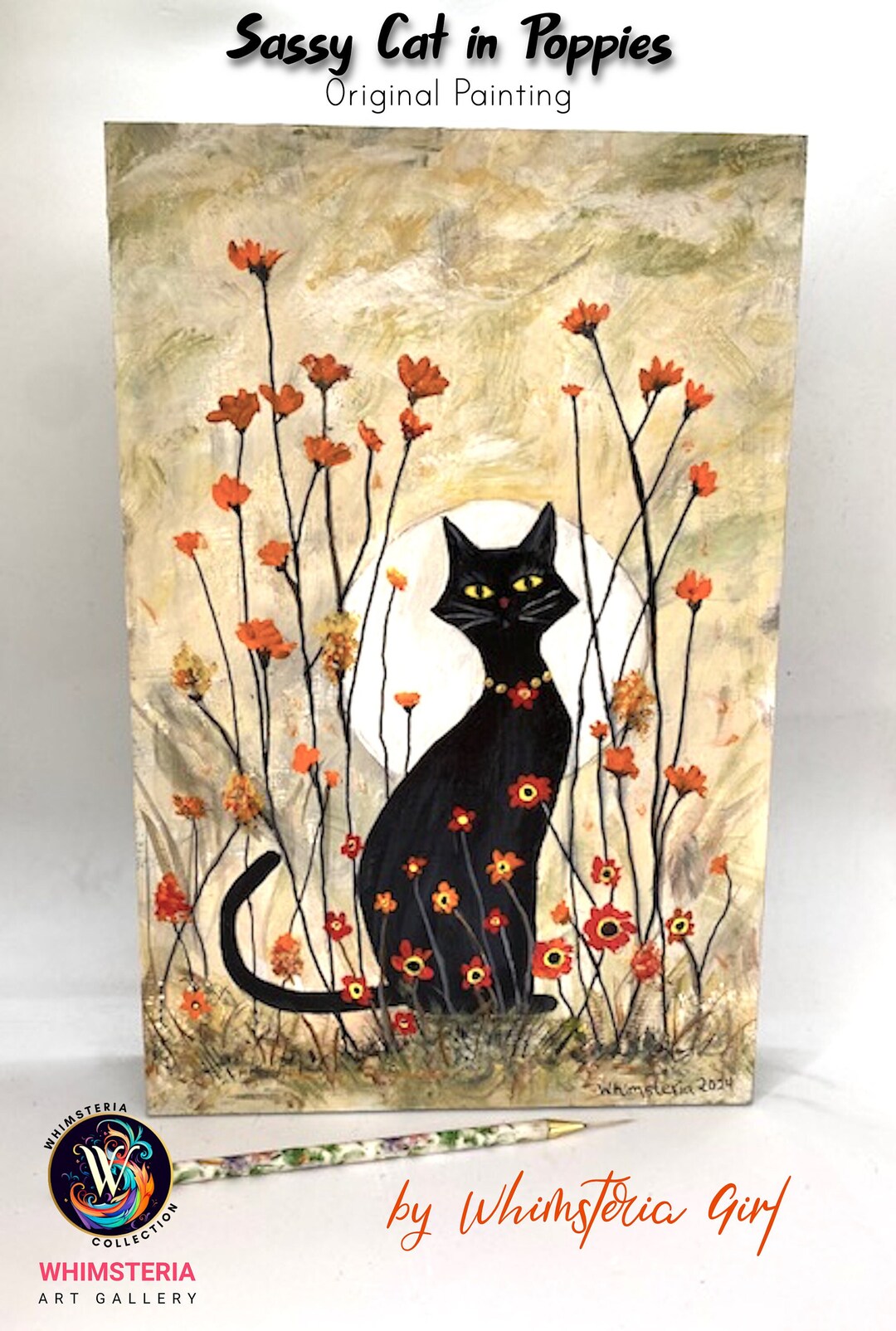 Atomic Cat Original Art, MCM Sassy Atomic Cat Original Painting ...