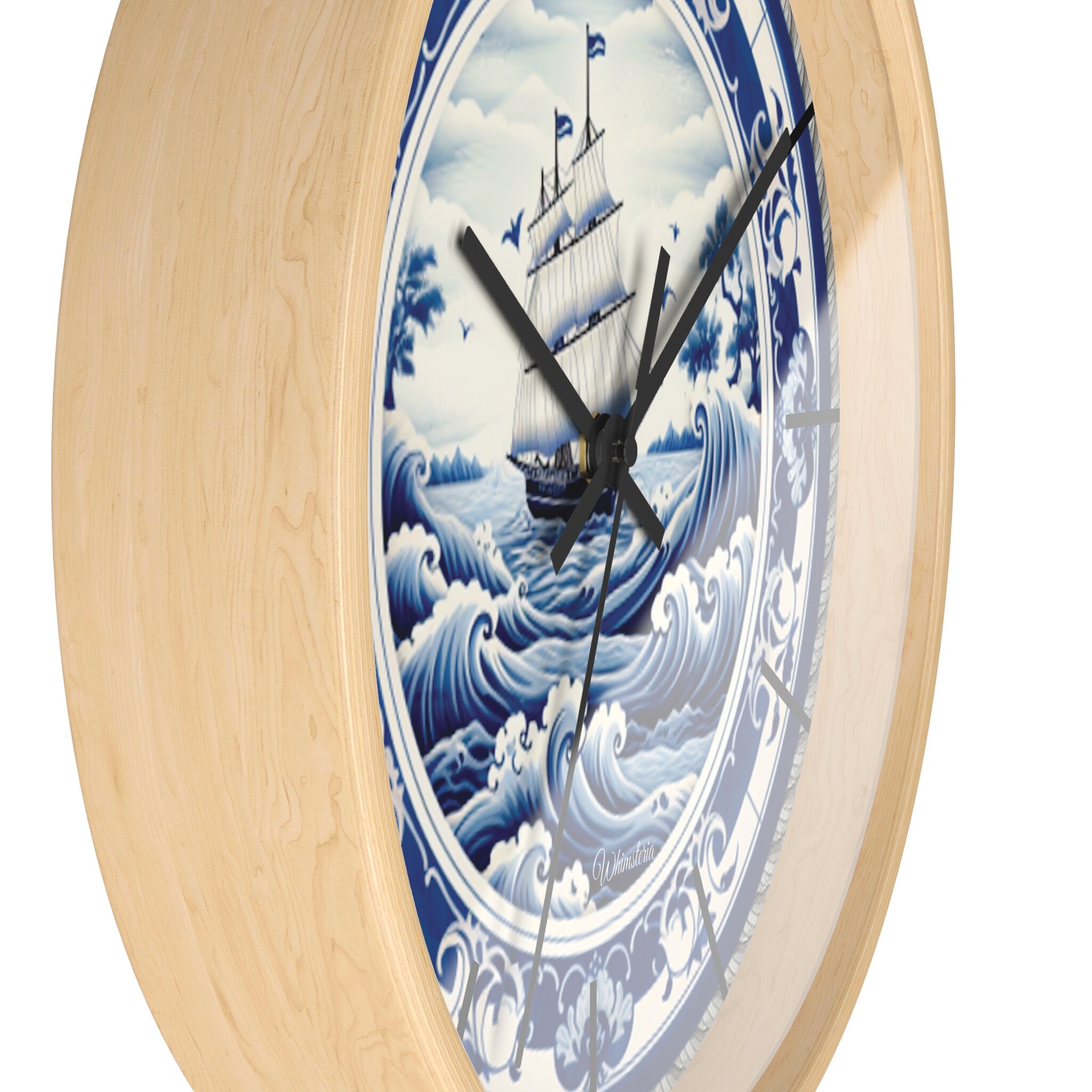 Chinoiserie Nautical Clock Chinoiserie Blue White Nautical Round Clock ...