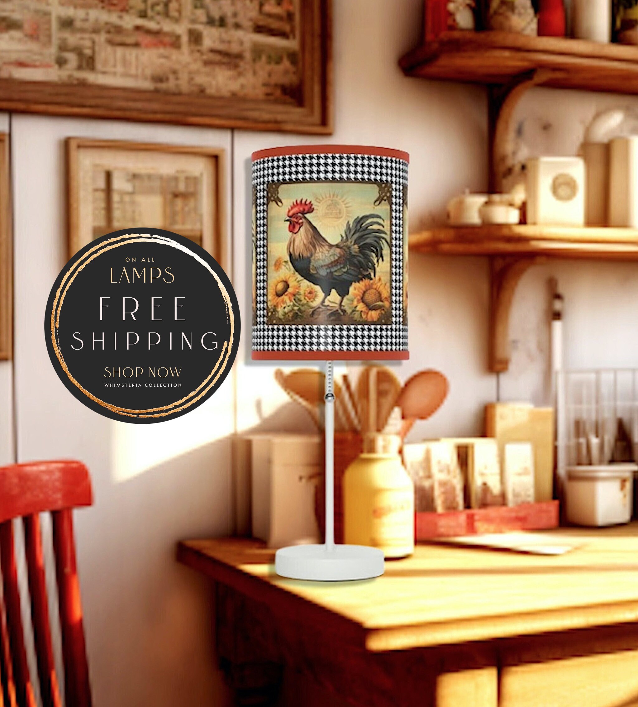French Country Rooster Table Lamp on Stand, French Country Home Decor ...