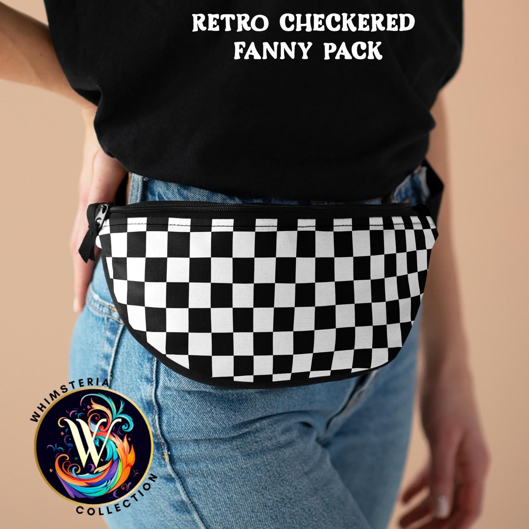 Fanny Pack Black White Check, Stylish Black Checkered Fanny Bag ...