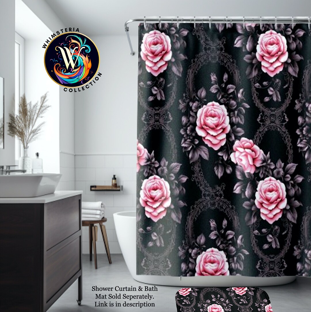 Pink Roses Shower Curtain, Pink Bathroom Decor, Pink Roses Shower ...
