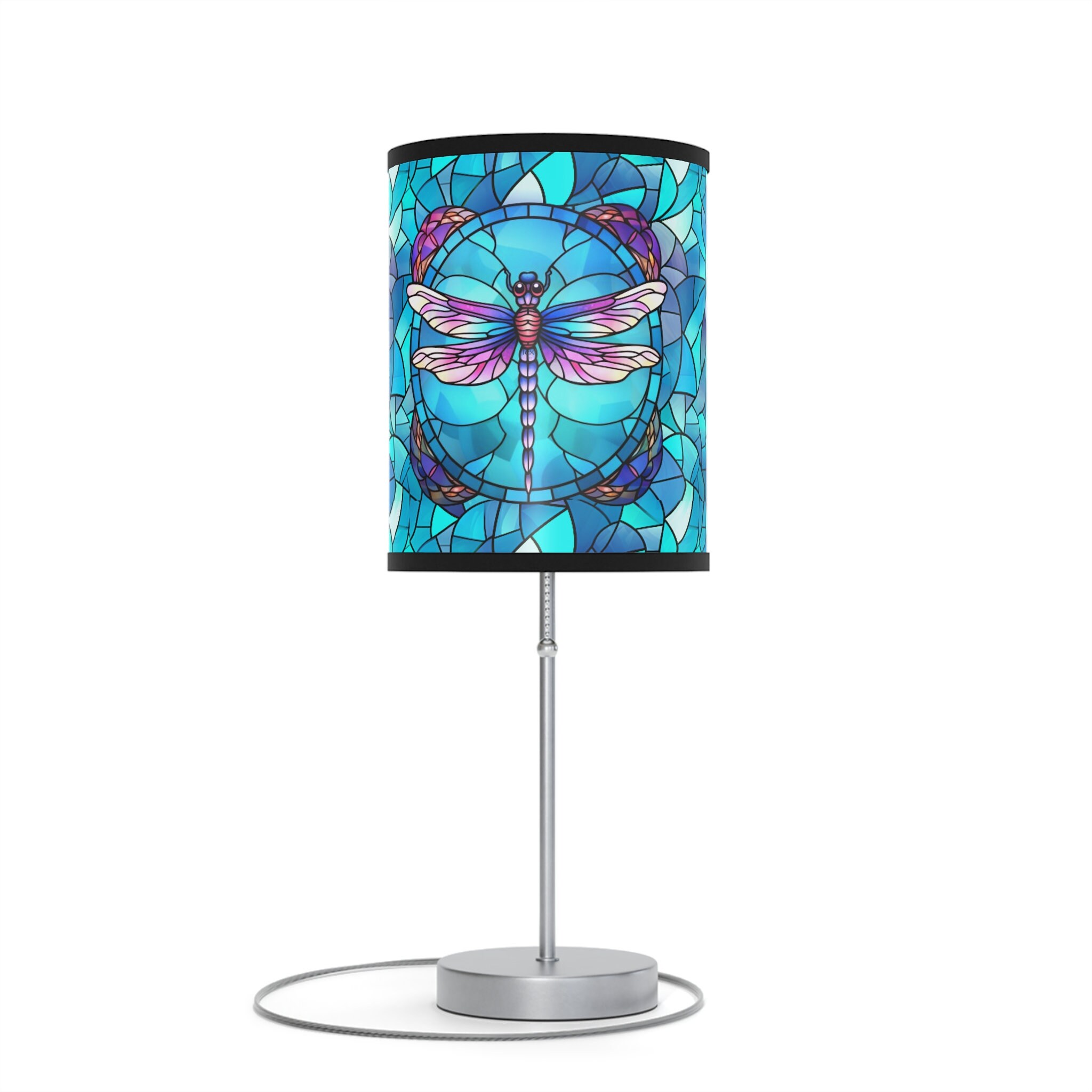 Dragonfly Faux Stained Glass, Home Decor Lamp on a Stand, Cottagecore ...