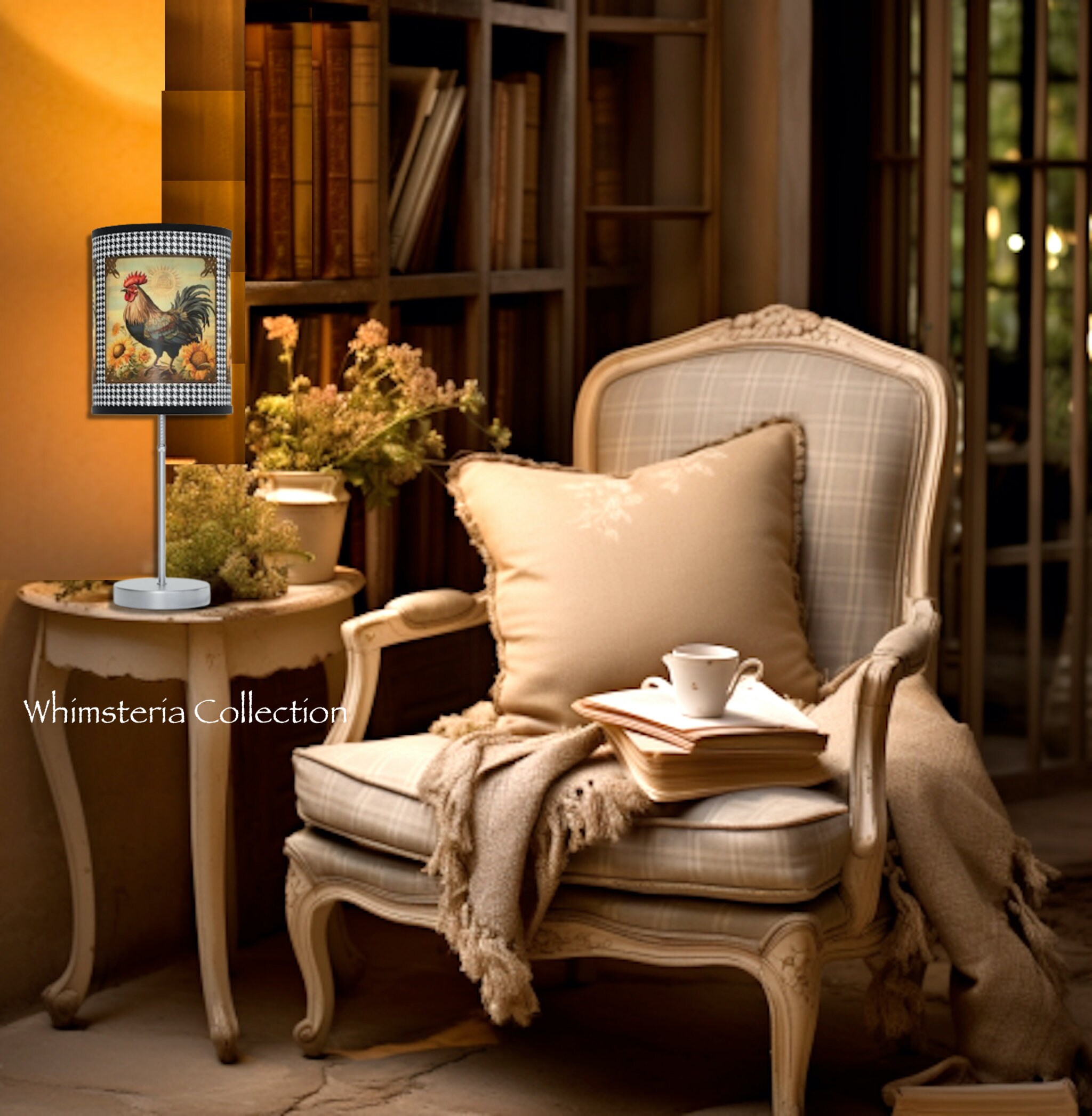 French Country Rooster Table Lamp on Stand, French Country Home Decor ...