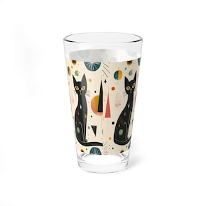 MCM Atomic Black Cat, Mid Century Modern, Retro Drinking/mixing Glass ...