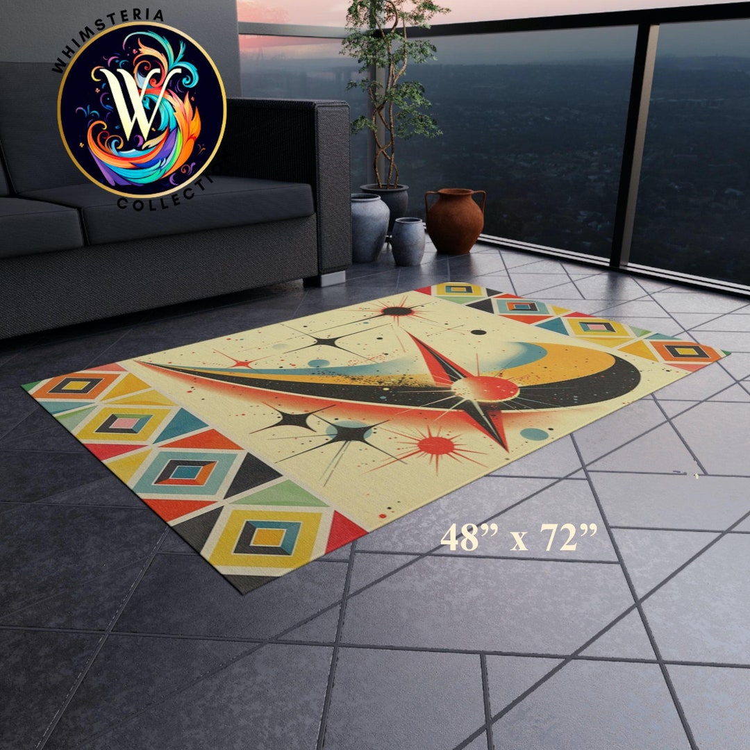 Atomic Boomerang Area Rug: Mid Century Modern Accent Rug - Etsy