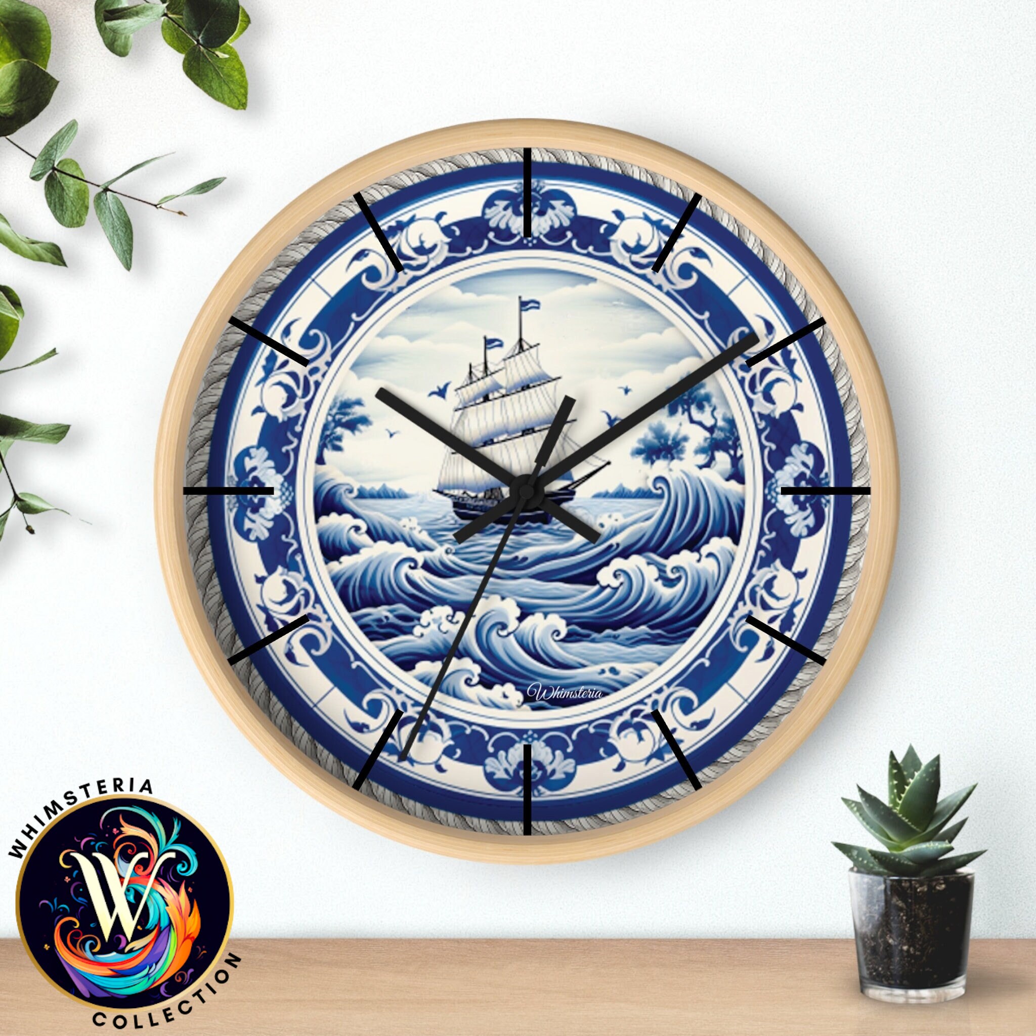Chinoiserie Nautical Clock Chinoiserie Blue White Nautical Round Clock ...