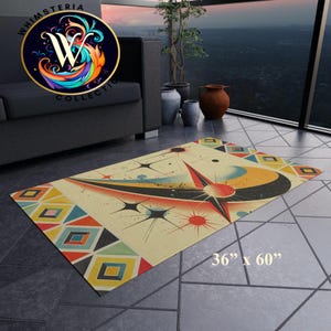 Atomic Boomerang Area Rug: Mid Century Modern Accent Rug - Etsy