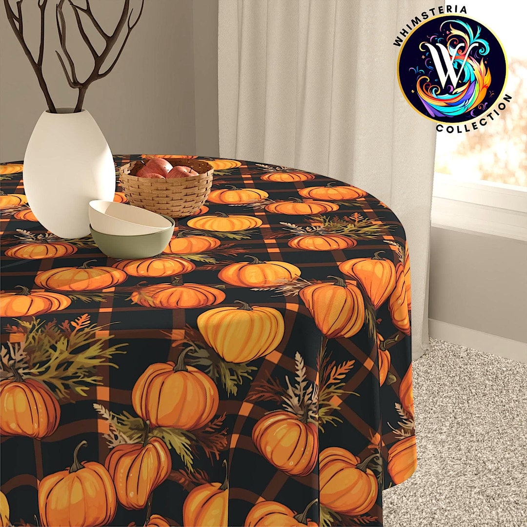Fall Pumpkin Tablecloth: Buffalo Plaid Thanksgiving Kitchen Decor (55.1 ...