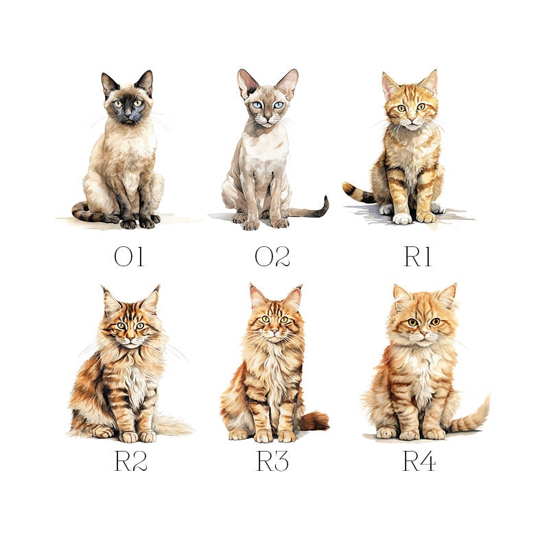 Personalized Cat Family Portrait Print: Custom Cat Art - Etsy