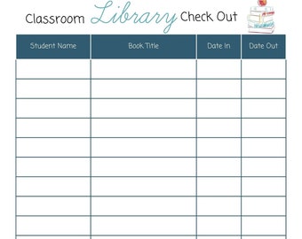 Classroom Library Checkout/media Check Out Sheet/book Check Out/check ...