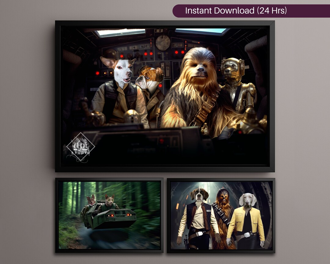 2 Pet Portrait Star Wars Fan Art Dog Cat Painting Han and - Etsy