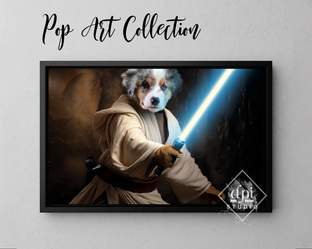 Custom Jedi Pet Portrait, Star Wars Fan Art, Dog Cat Painting, Luke ...