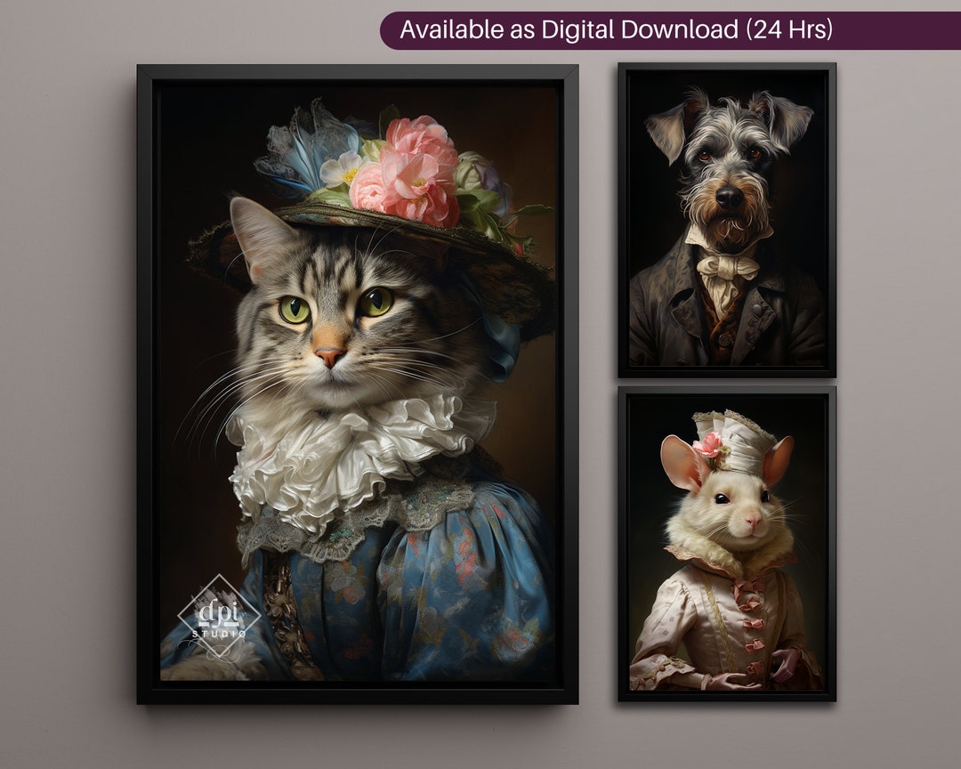 Regal Cat Print, Regal Dog Painting, Custom Renaissance Pet Art, Royal ...