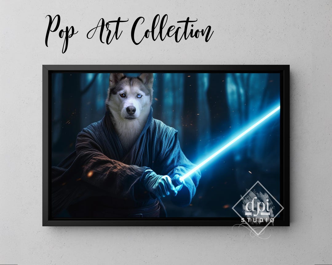 Custom Jedi Pet Portrait, Star Wars Fan Art, Dog Cat Painting, Luke ...