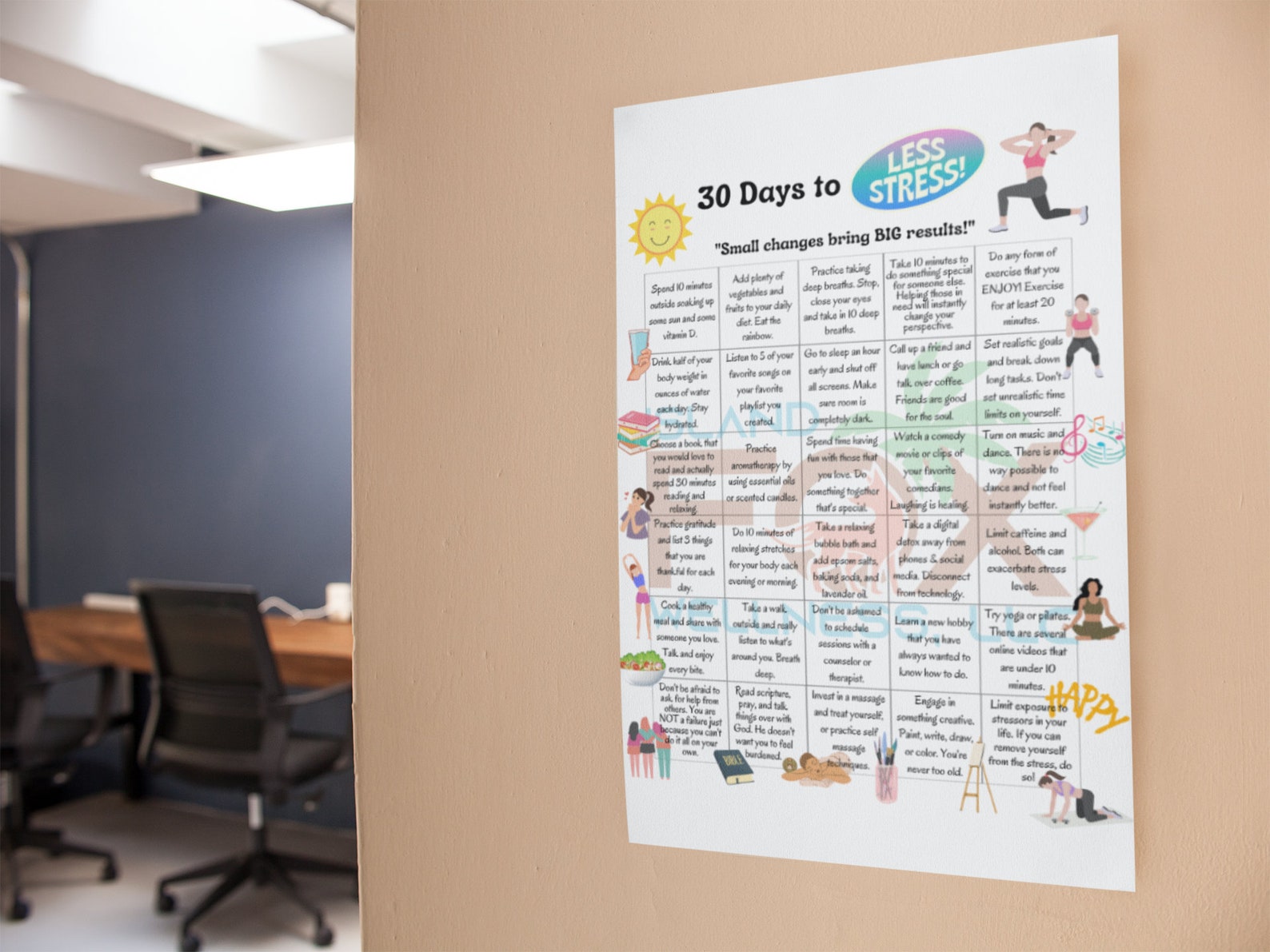 30 Days to Reduce Stress Reference Chart; Printable Instant Download ...