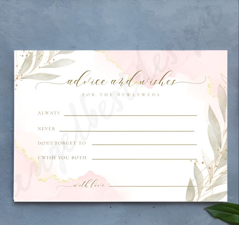 Minimal Wedding Advice Card Printable, Well Wishes, Newlywed, Instant ...
