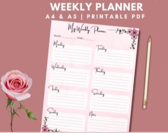 Printable Weekly Planner - Pink - Etsy