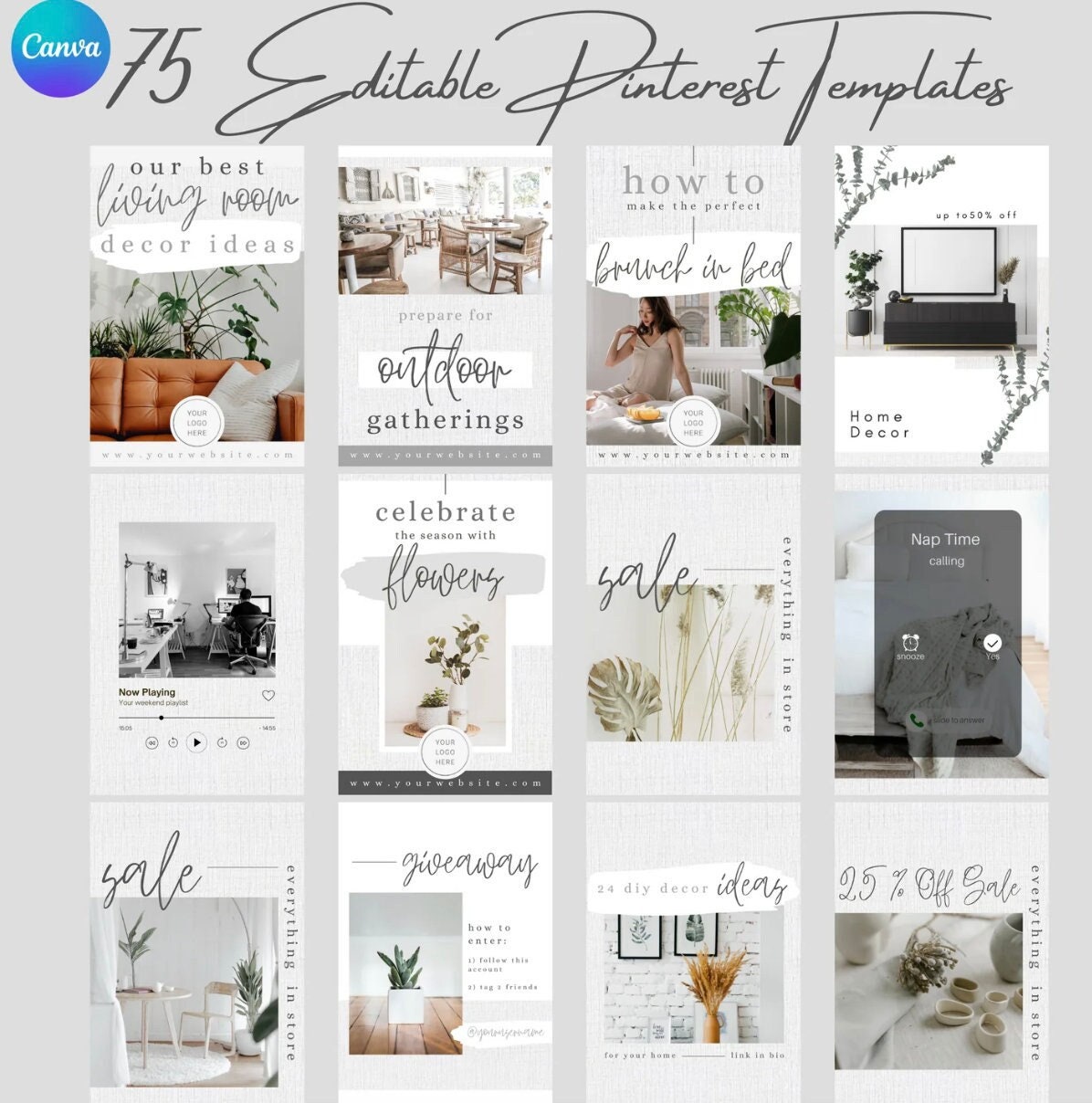 75 Editable Pinterest Templates - Etsy