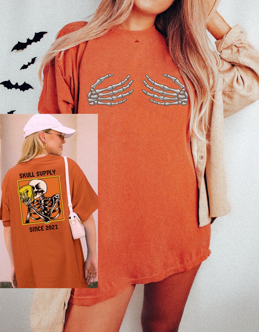 Skull Hands on the Chest, Masked Skull on the Back Exclusively From ...